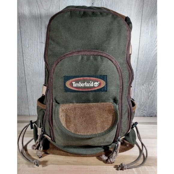 Timberland | Bags | Vintage Timberland Backpack Leather Bottom ...